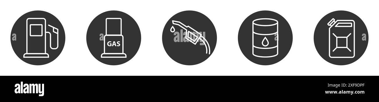Gas station icon set. Petrol associated symbols. Flat vector ...