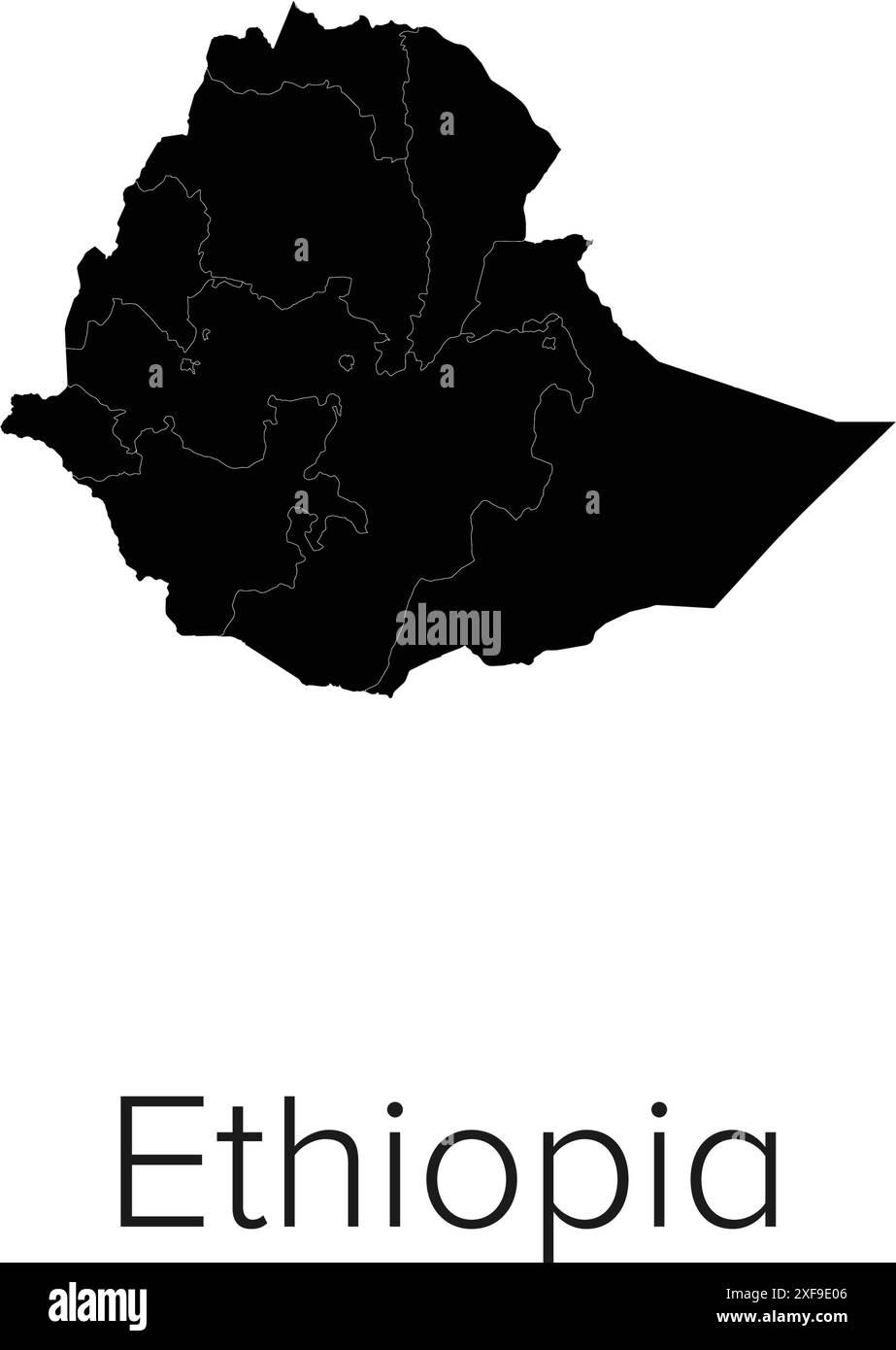 Ethiopia Map Vector Illustration - Silhouette, Outline, Ethiopia Travel ...