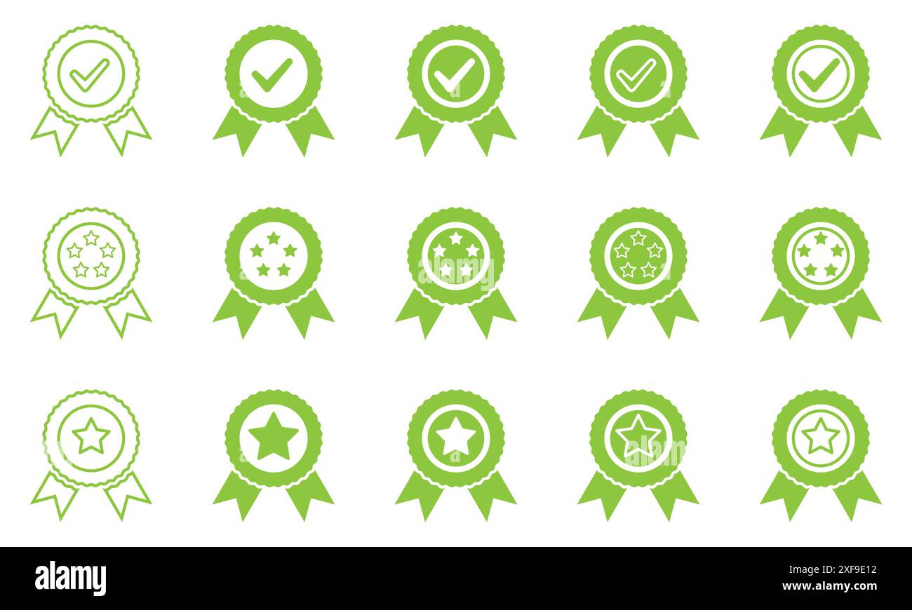 Best quality icon set. Quarantee symbols. Check mark logo. Flat vector ...