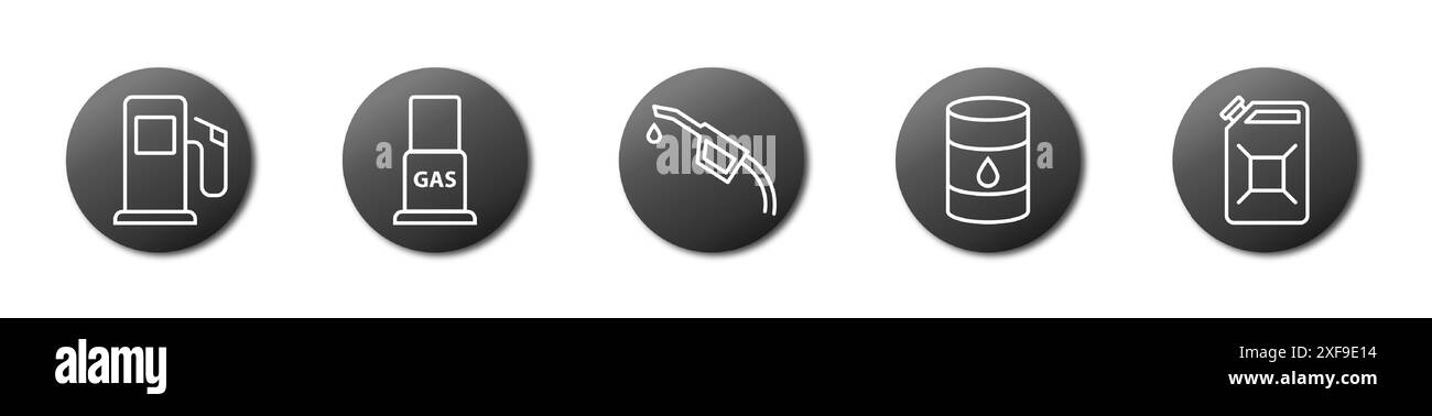 Gas station icon set. Petrol associated symbols. Flat vector ...