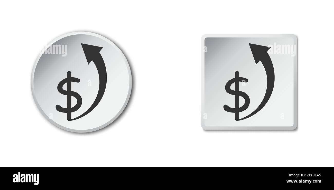 Dollar rate increase icon. Money symbol with arrow up. Flat vector illustration Stock Vector ...