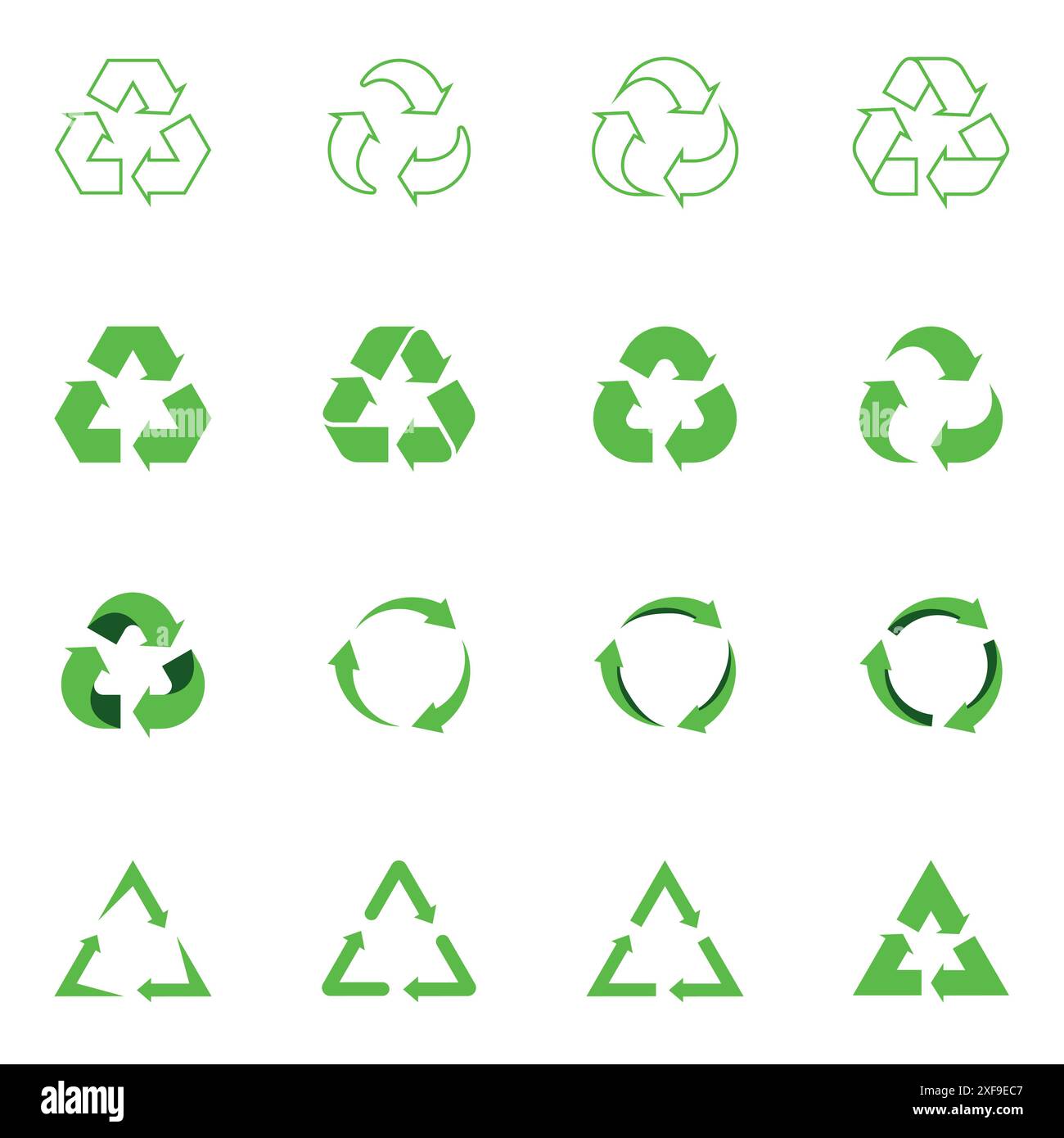 Set of Recycle icon. Recycling symbols. Green arrows. Flat vector illustration Stock Vector ...