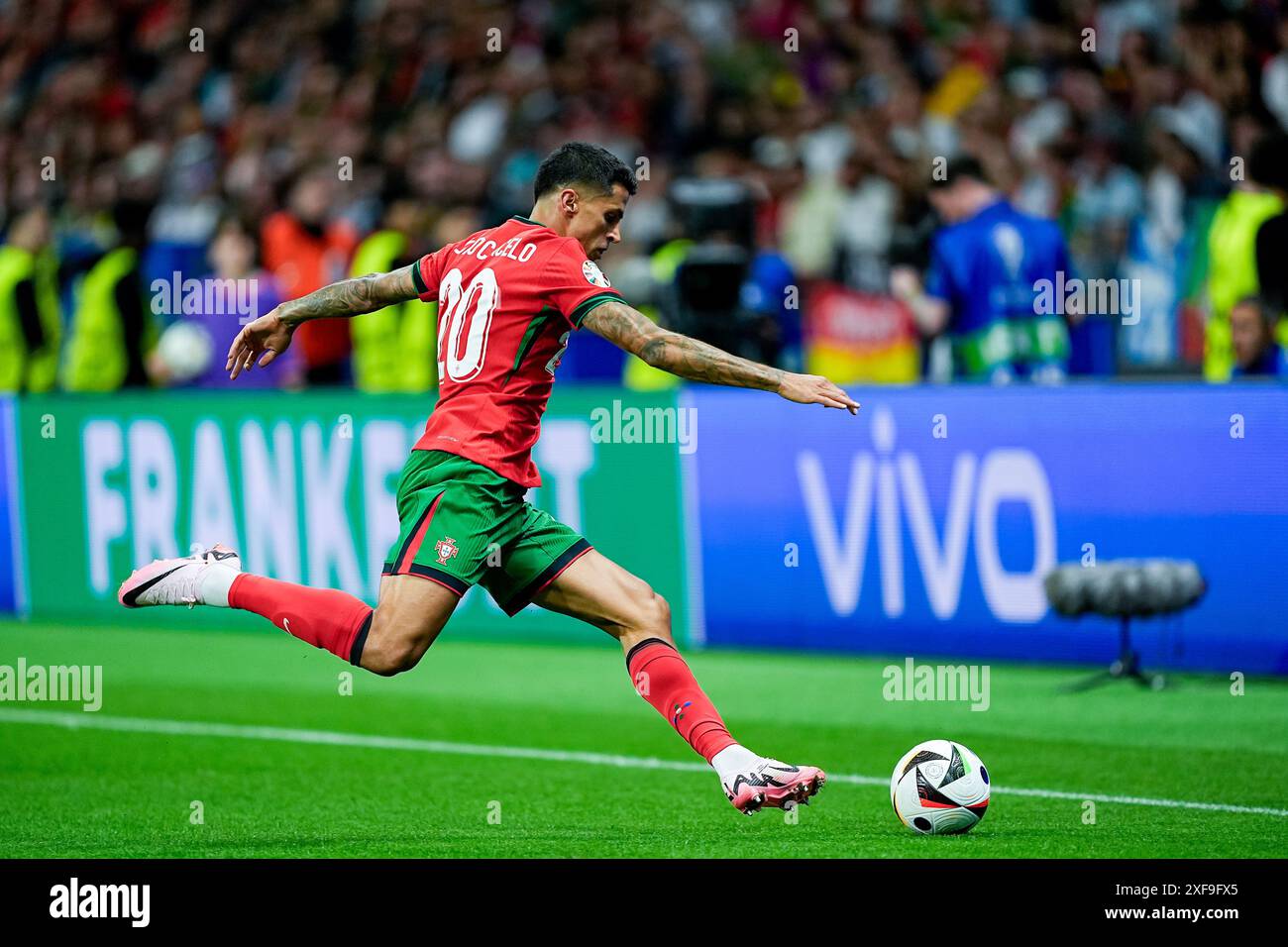 Frankfurt, Germany, July 1st 2024: Joao Cancelo (20 Portugal) shoots ...