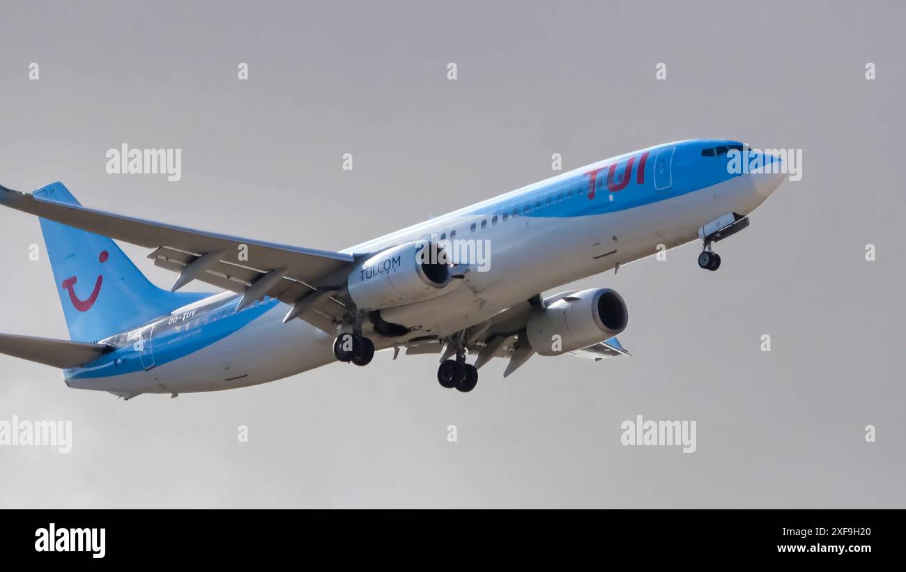 Tenerife, Spain - 24. June 2024: A Tui airline passenger plane landing ...