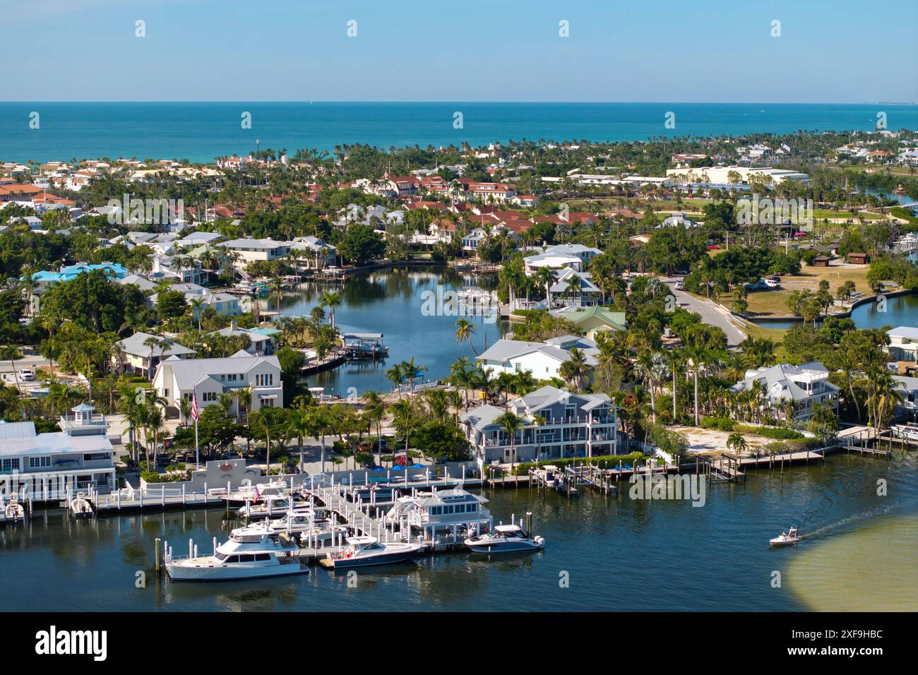 Wealthy neighborhood in small town Boca Grande, Florida with expensive ...