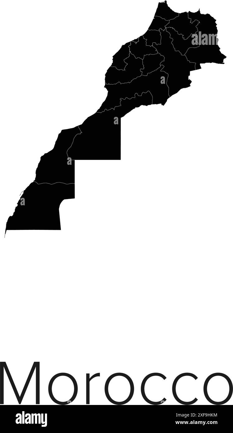 Morocco Map Vector Illustration - Silhouette, Outline, Morocco Travel ...
