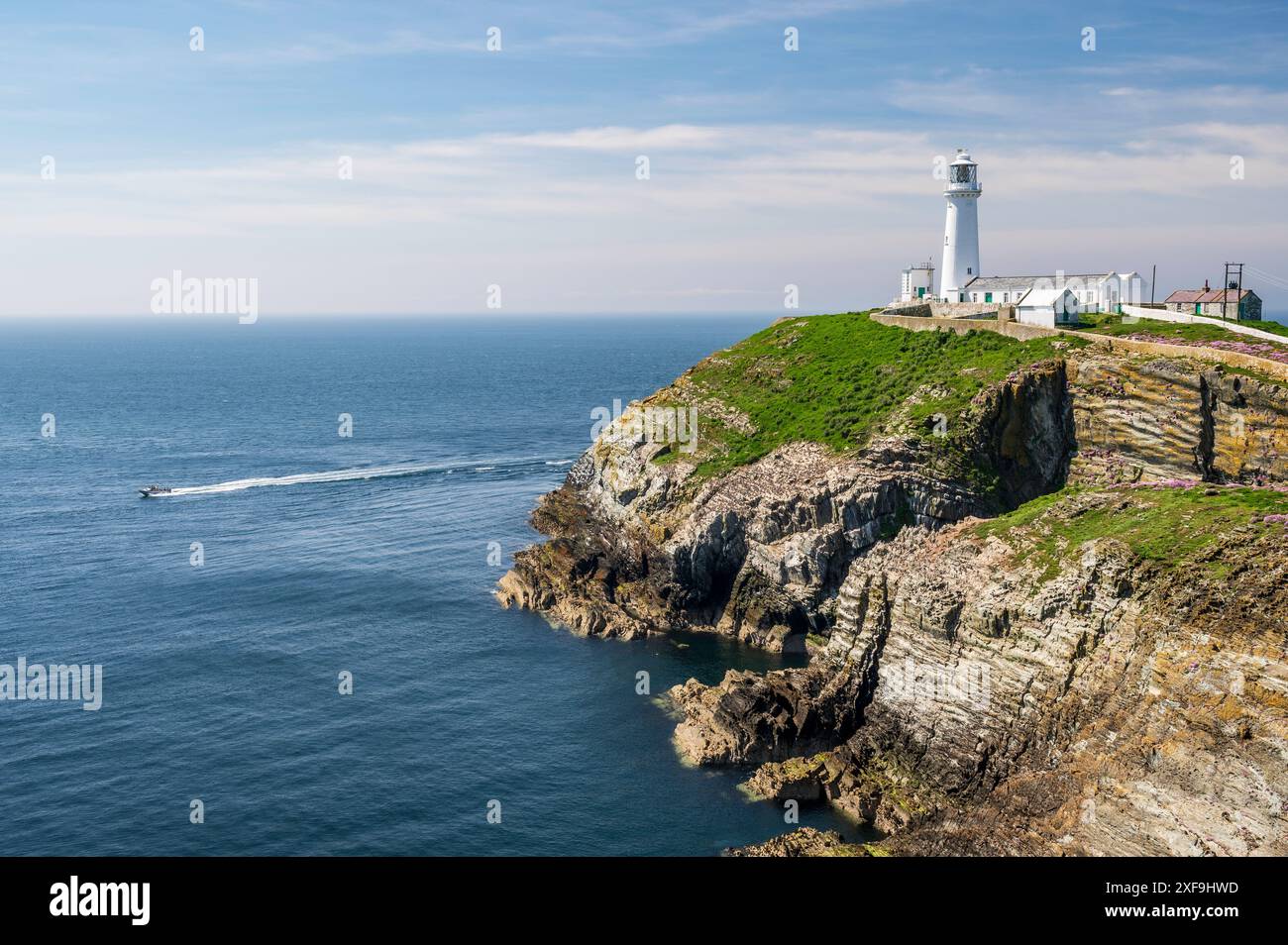 South Stack lighthouse, on Anglesey, north Wales. The lighthouse is ...