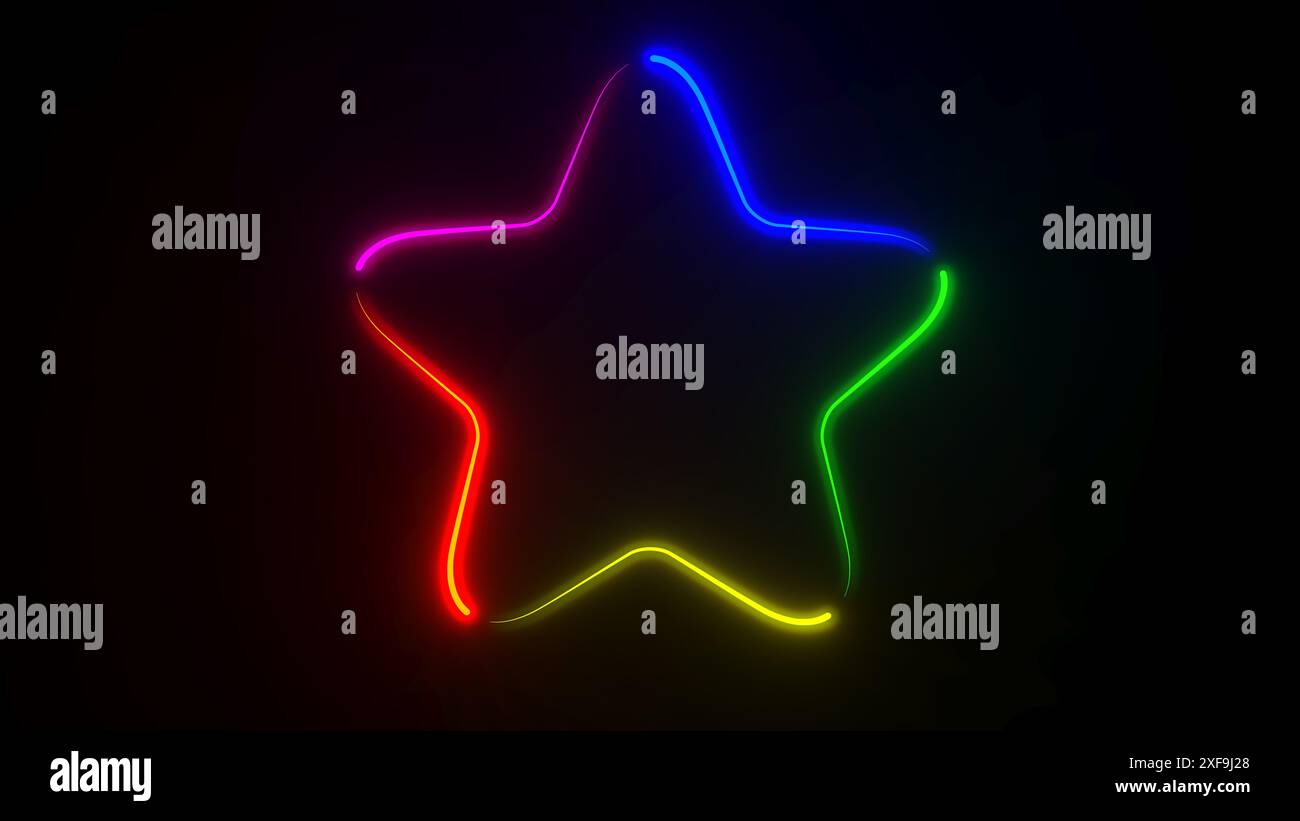 neon star on black background. 3D illustration Stock Photo - Alamy