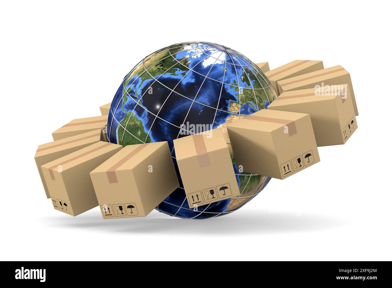 Global delivery cargo. Isolated 3d illustration Stock Photo - Alamy
