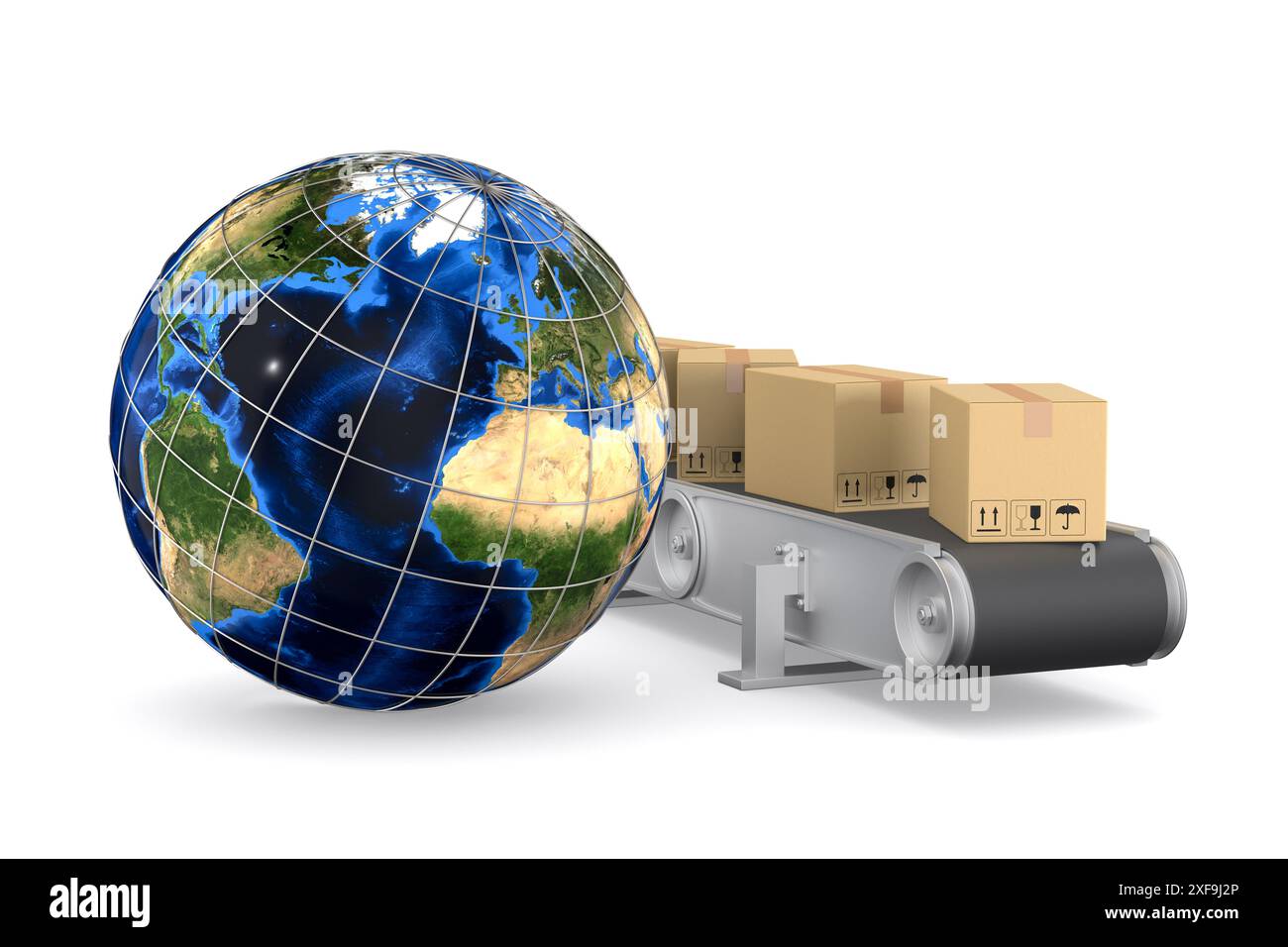 Global delivery cargo. Isolated 3d illustration Stock Photo - Alamy