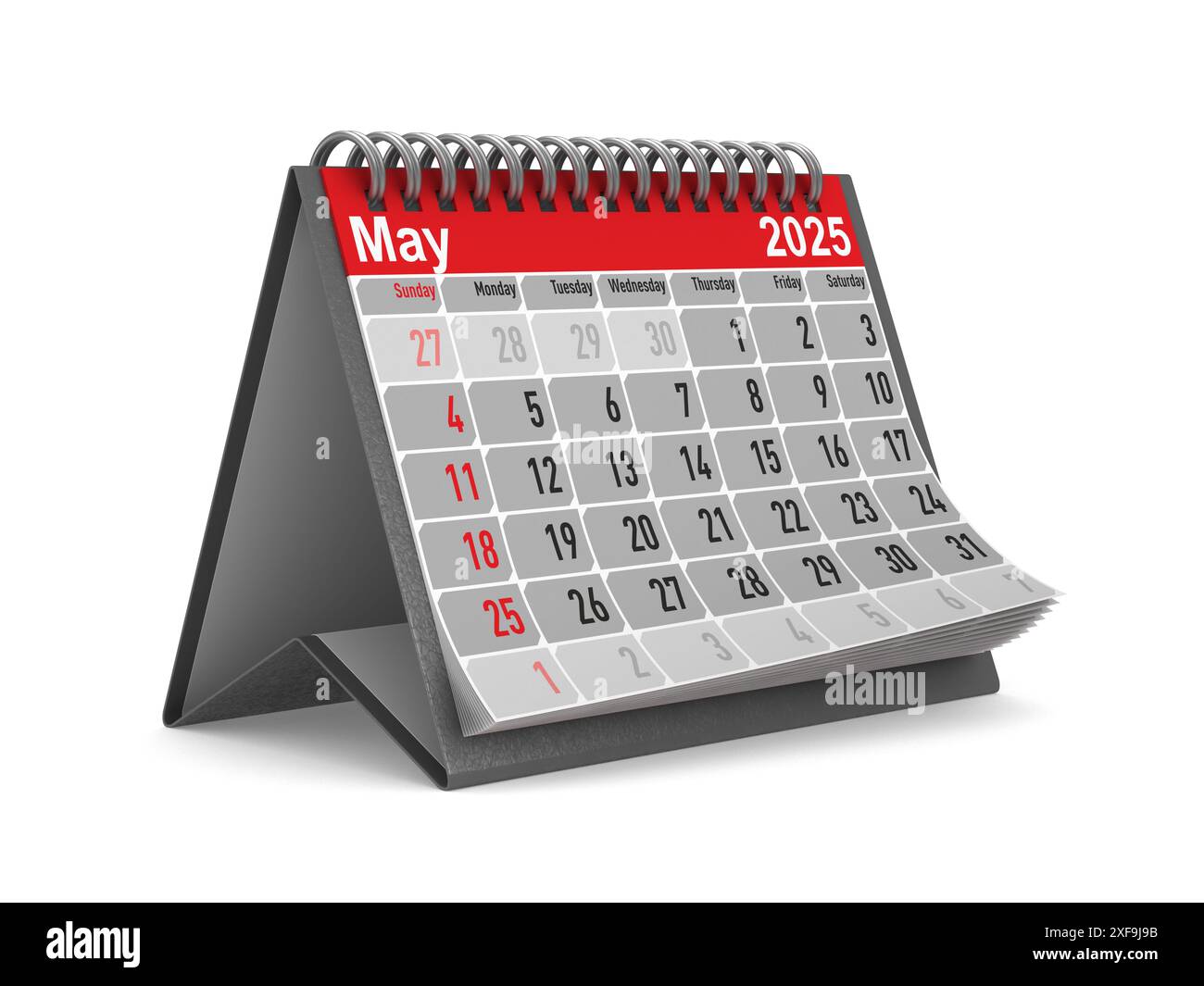 2025 year. Calendar for May. Isolated 3D illustration Stock Photo - Alamy