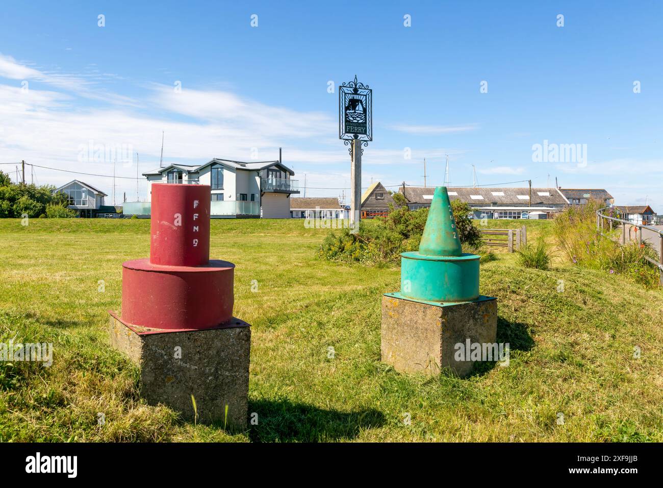 Sign for rural coastal settlement of Felixstowe Ferry, Suffolk, England ...