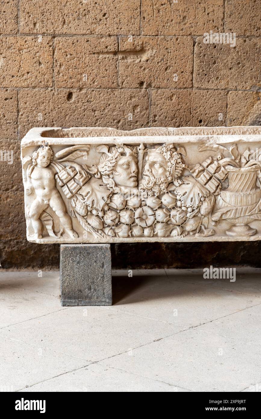 Carved, stone rough from the archaeological collection at the Claudio ...