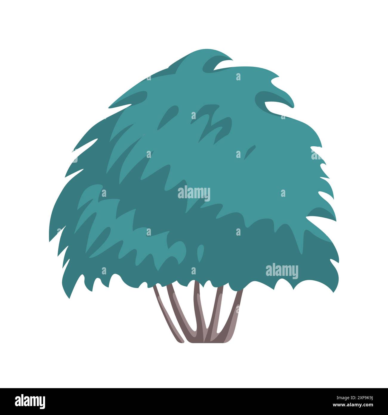 Green minimalist park tree with triangle shape crown and trunks vector ...