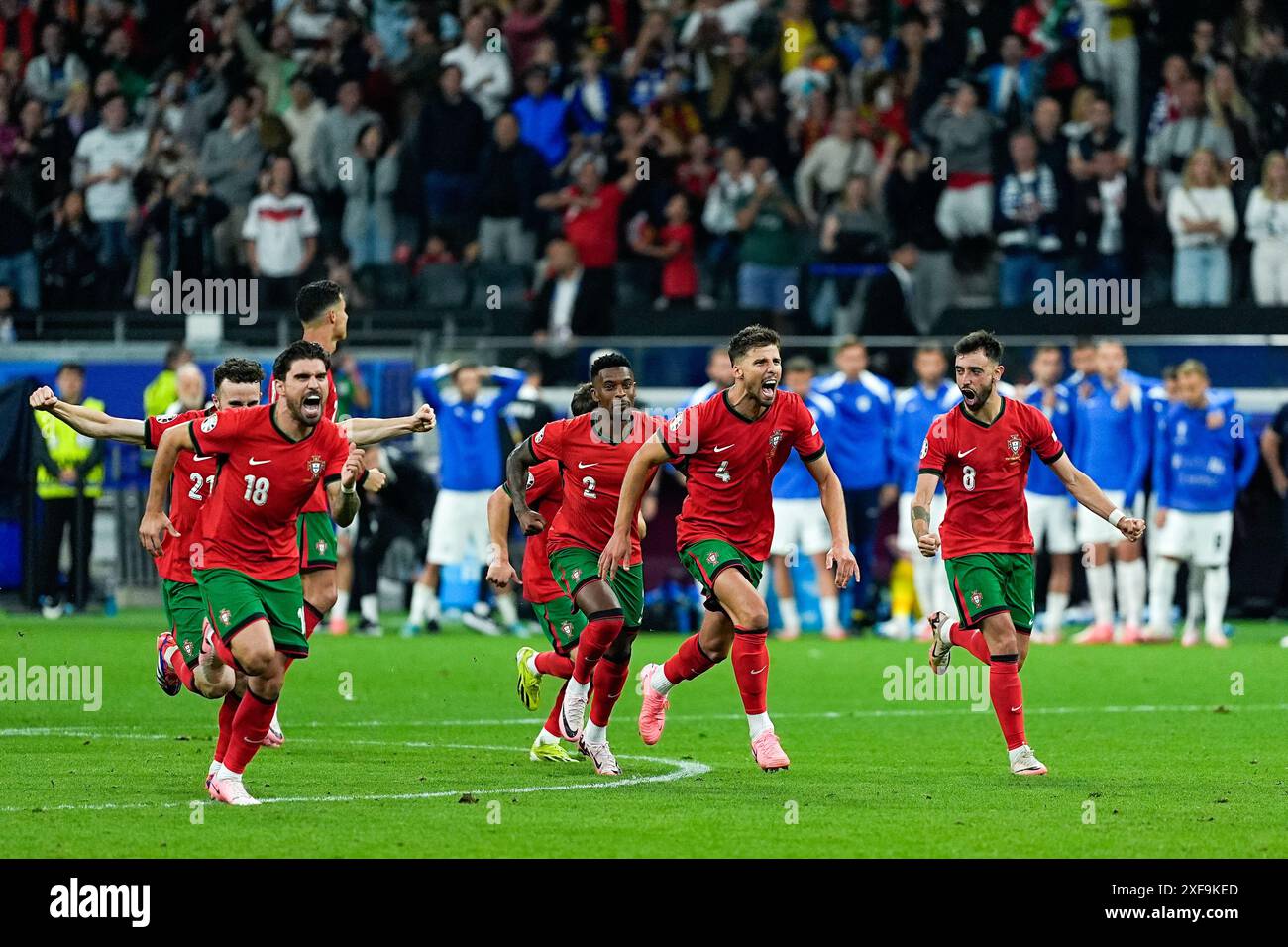 Frankfurt, Germany, July 1st 2024: Players of Portugal celebrate their ...