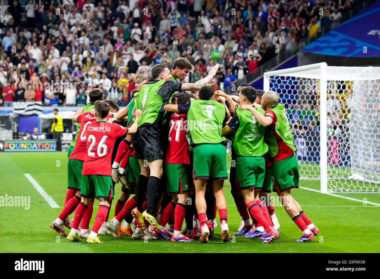 Frankfurt, Germany, July 1st 2024: Players of Portugal celebrate their ...