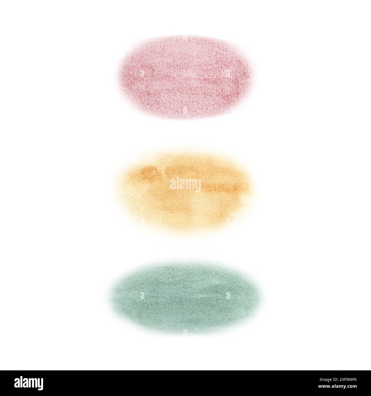 Abstract watercolor pink, yellow and green paint stain. Hand drawn clip ...