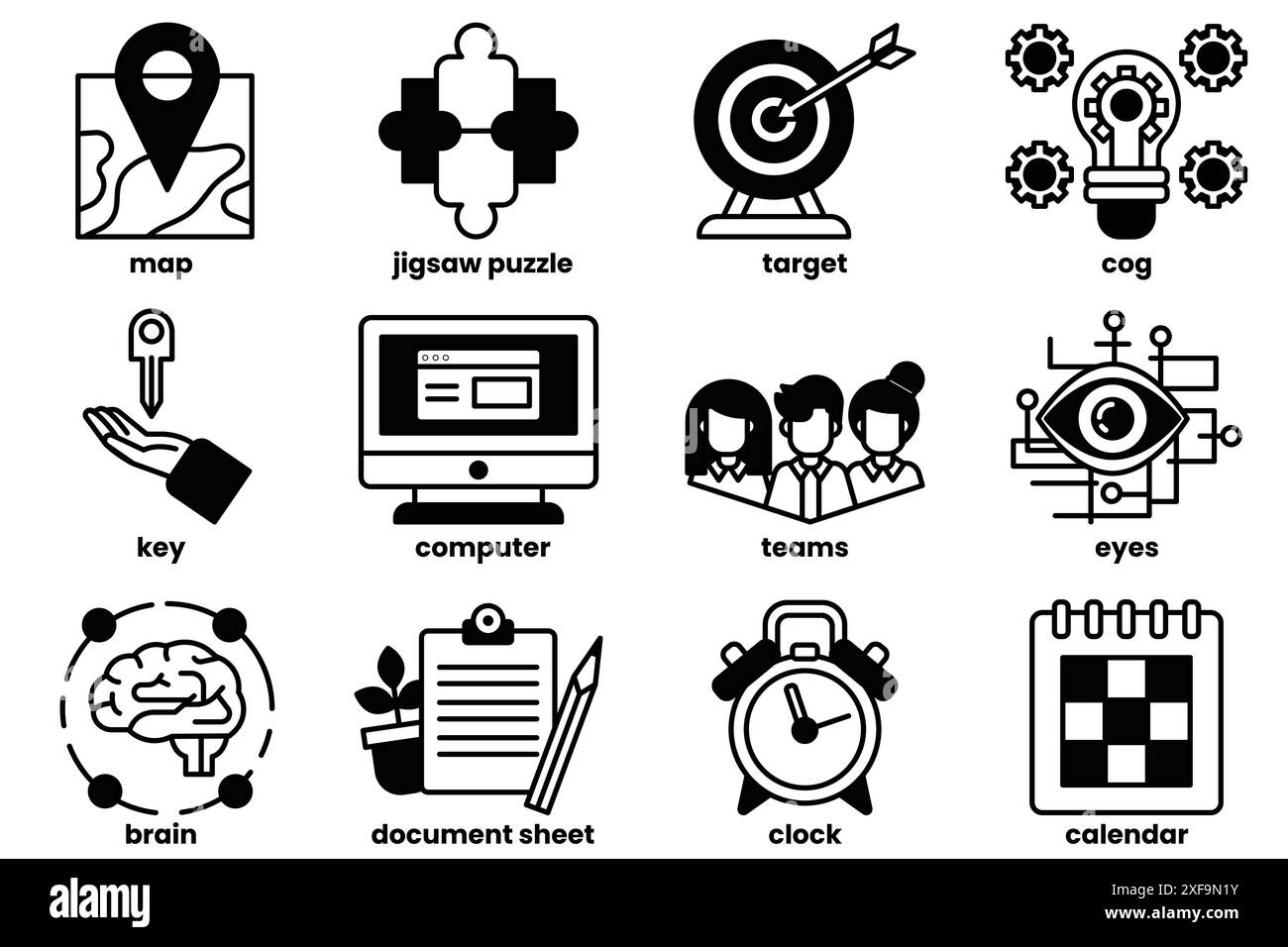 A set of icons for a computer program. The icons include a keyboard, a ...
