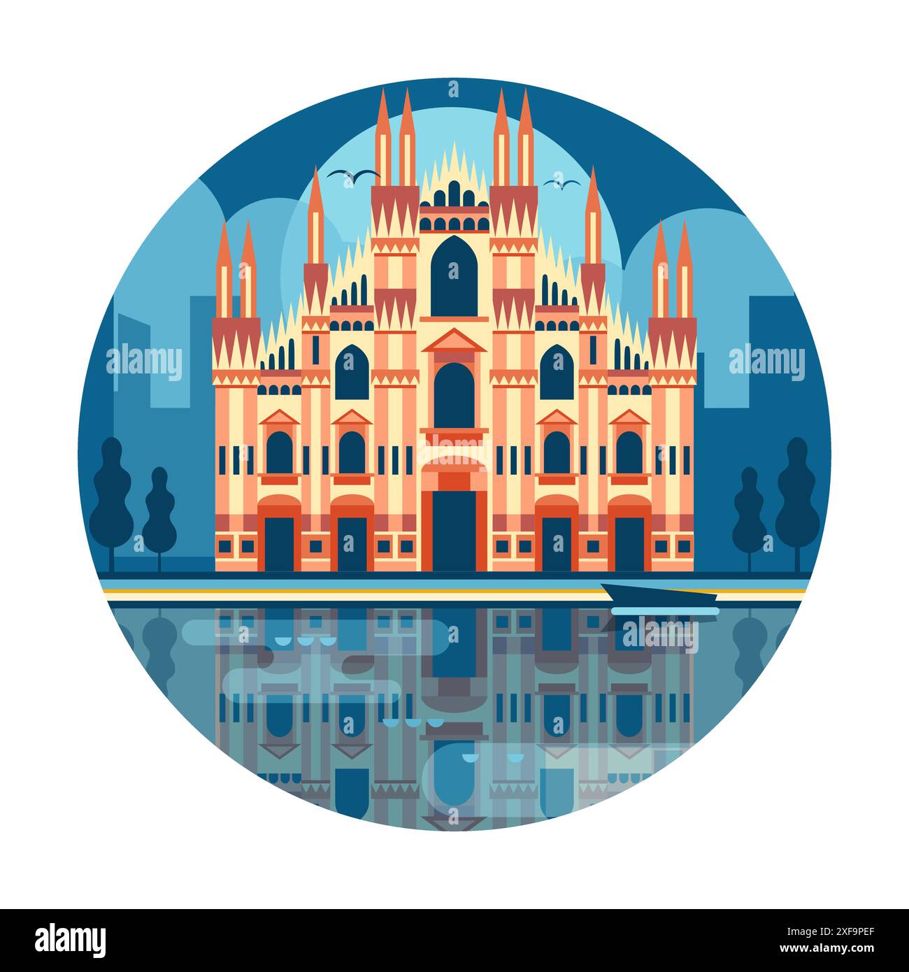 Milan cathedral sunset Stock Vector Images - Alamy