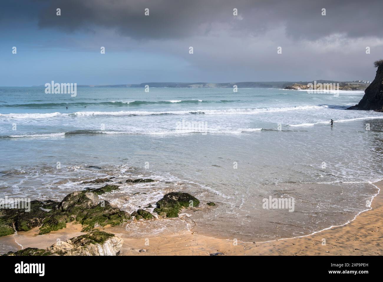 Towan Beach a surfing hotspot in Newquay in Cornwall in the UK Stock ...