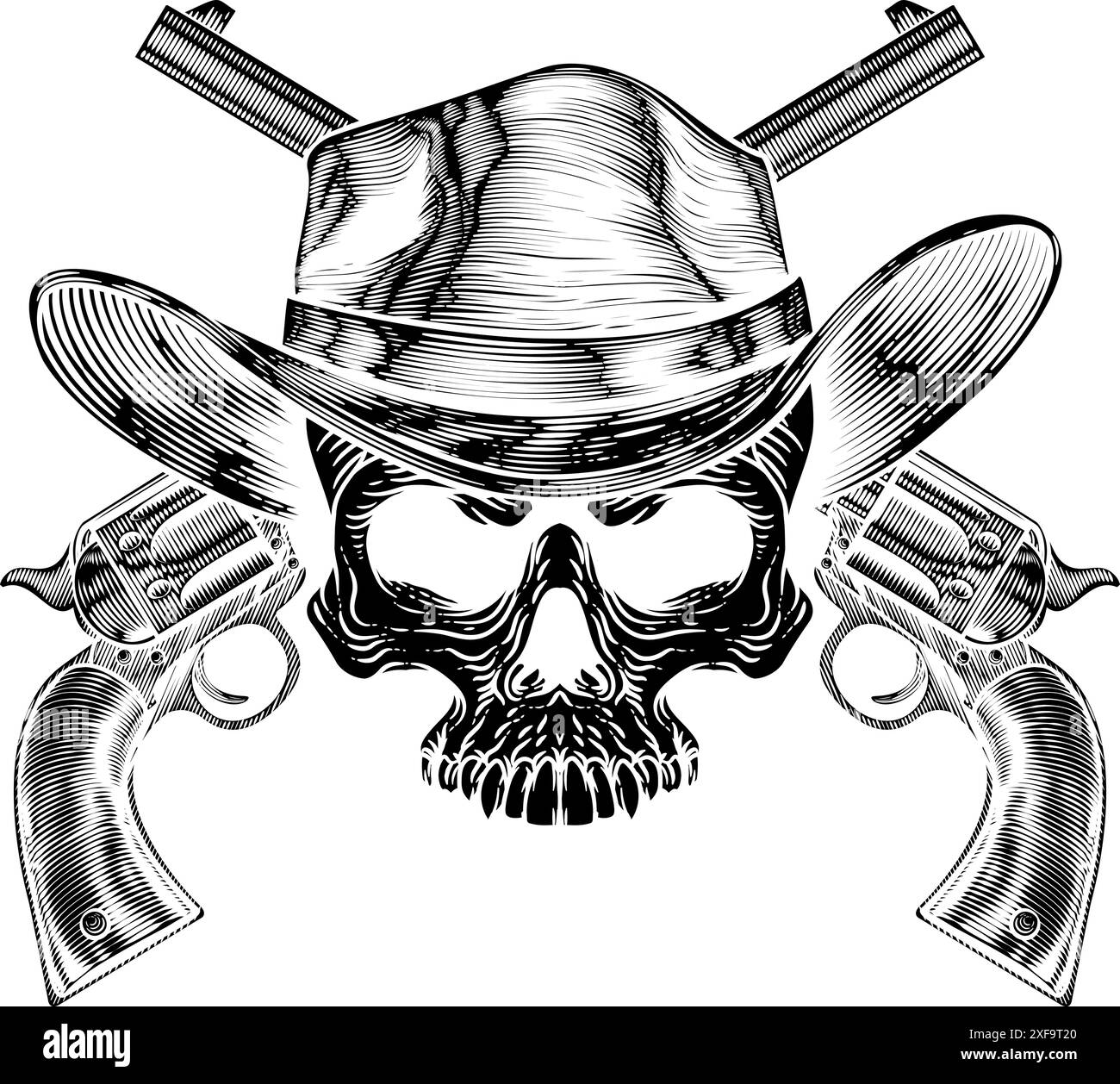Crossed pistols hand drawn gun hi-res stock photography and images - Alamy