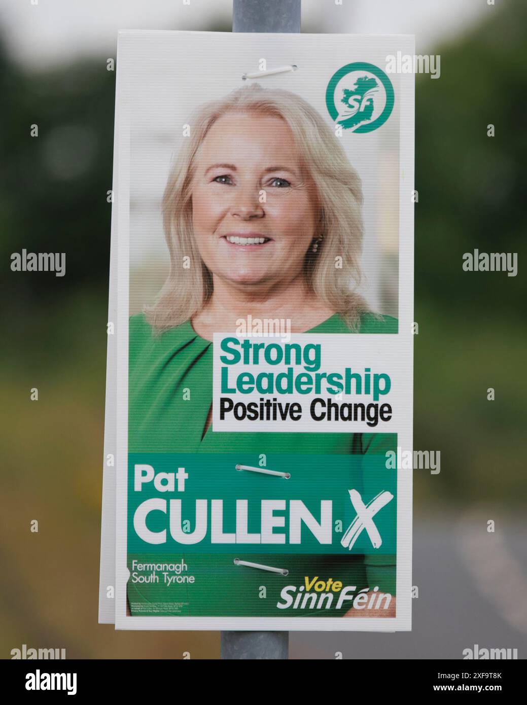 Election poster of Pat Cullen on a lamp post on the Sligo Road in ...