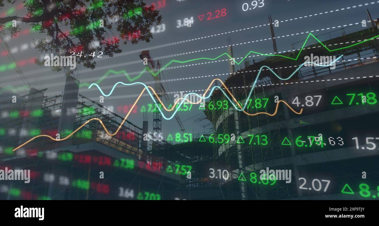 Construction site data visualization animation hi-res stock photography ...
