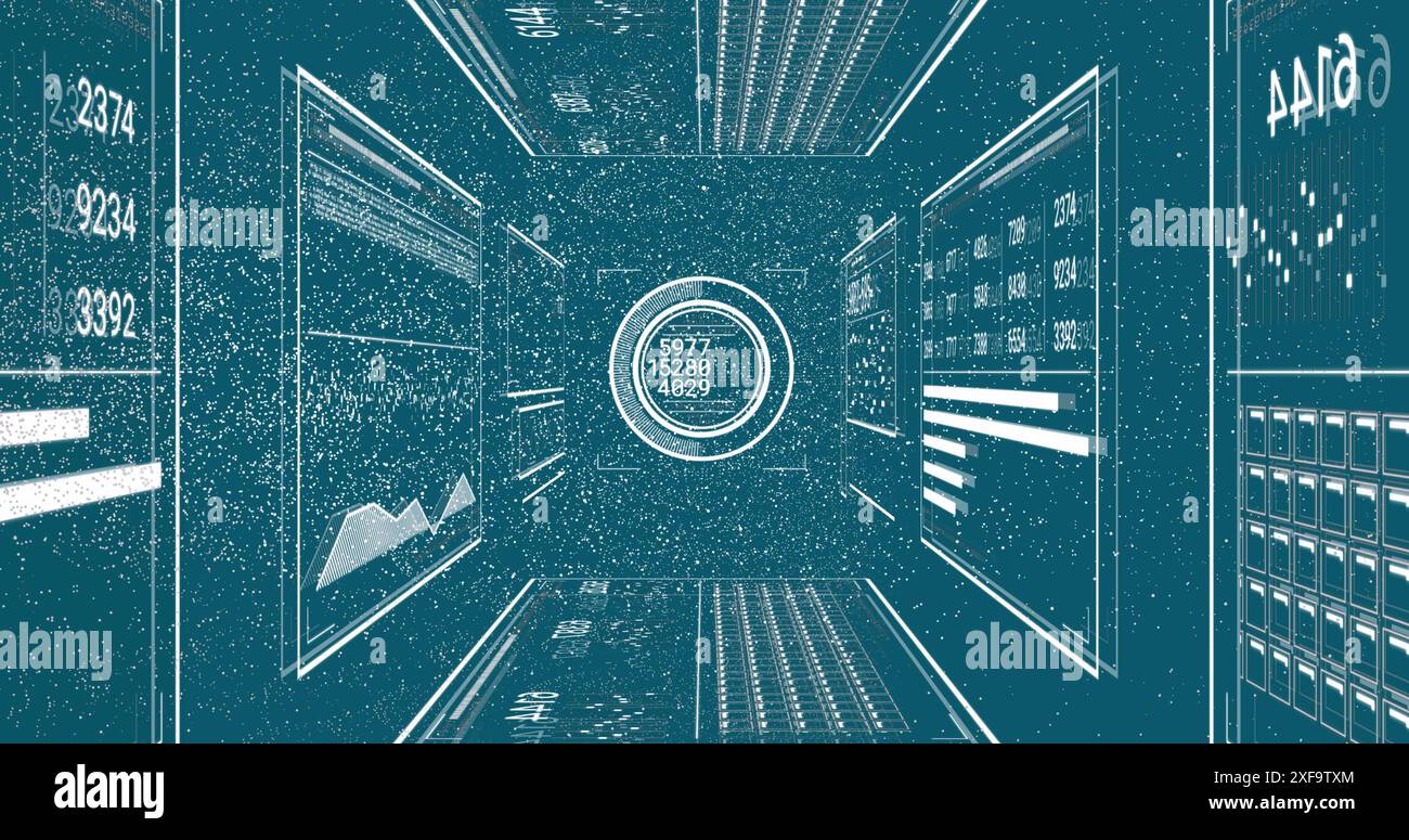 Image of nft text banner and interface with data processing against blue background Stock Photo ...