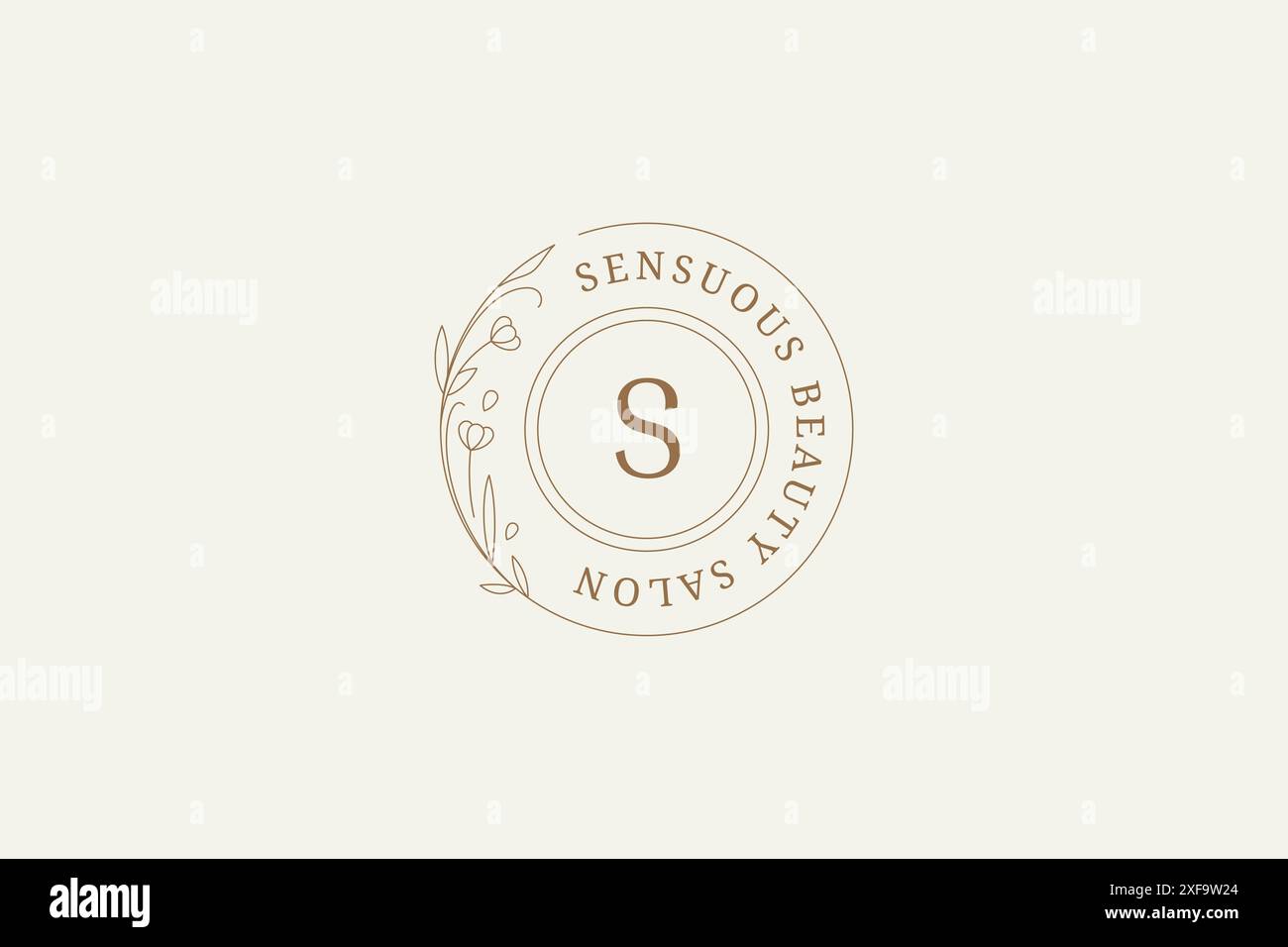 Elegant botanical wildflower circle outline logo design template vector ...