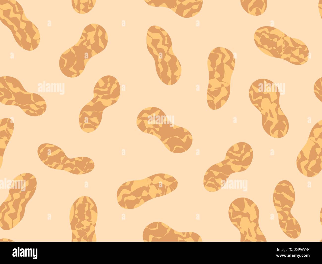 Peanuts in shell seamless pattern. Peanuts on a beige background ...