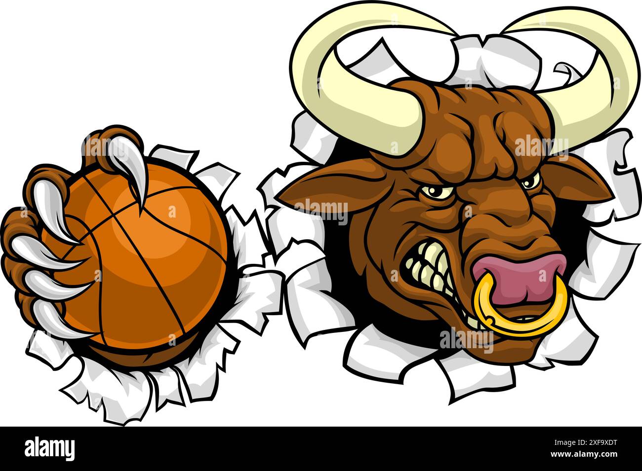 Bull Minotaur Longhorn Cow Basketball Mascot Stock Vector Image & Art ...