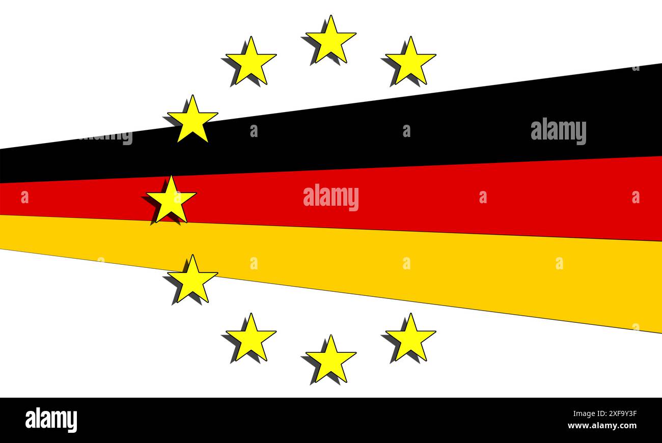 Germany, graphics with the colors of the flag that like a ray cross the ...