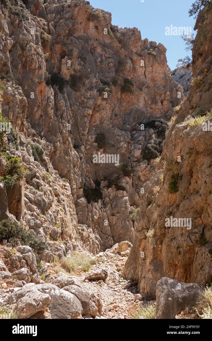 Narrow passage through a gorge in limestone rock Stock Photo - Alamy