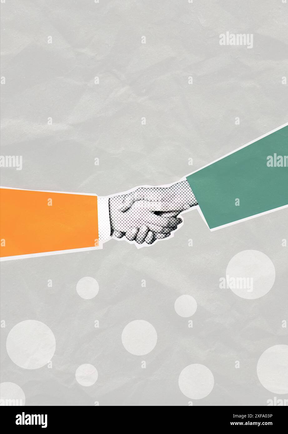 Contemporary Art Collage Depicting Business Handshake with Modern ...