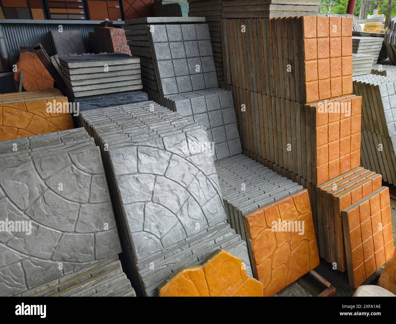 A collection of concrete tile is arranged on one another Stock Photo ...