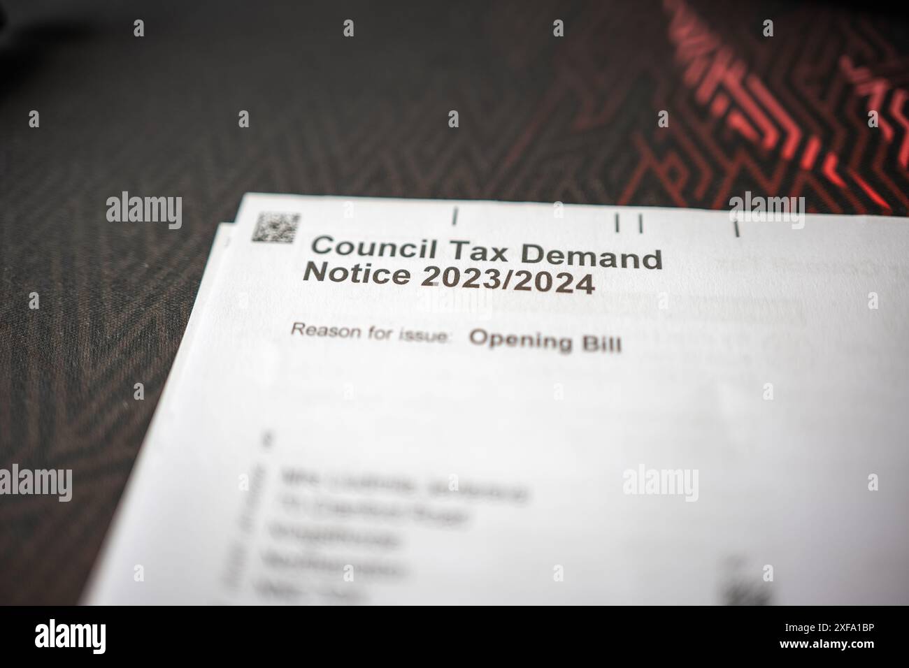 Council Tax demand notice letter closeup 2023 2024 Stock Photo - Alamy