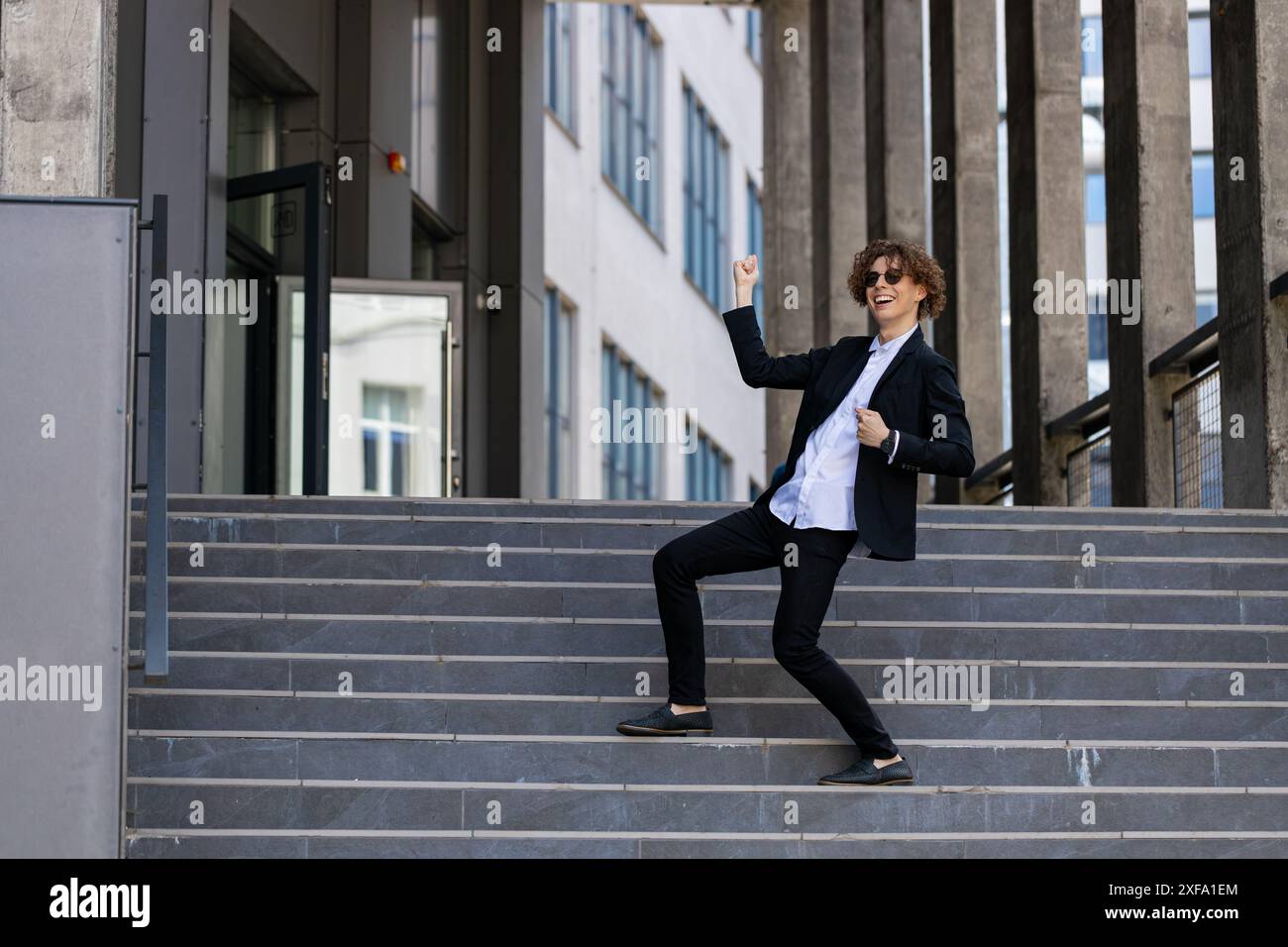 Excited business man dancing city hi-res stock photography and images ...