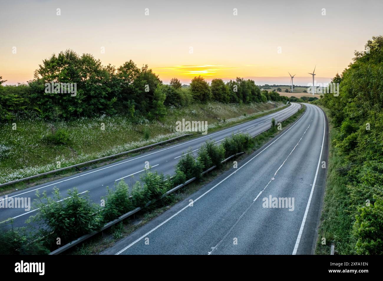 empty UK motorway in England at sunrise with no traffic Stock Photo - Alamy