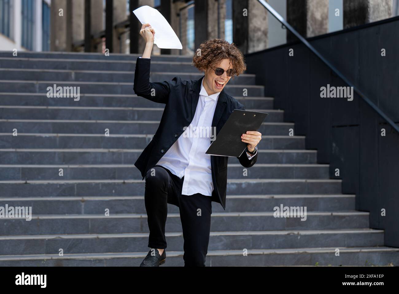 Successful happy Caucasian man businessman guy winner entrepreneur male ...