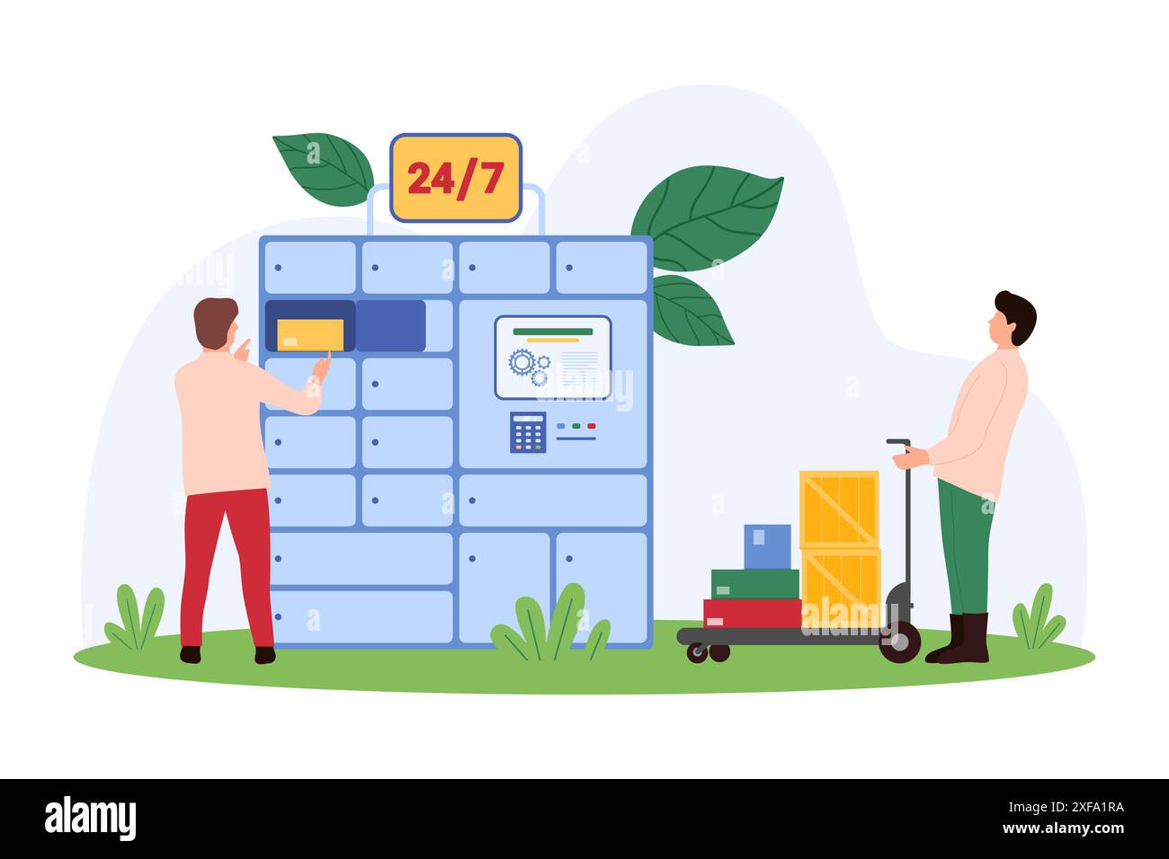 Delivery of parcels to automated postal locker of self service, post ...