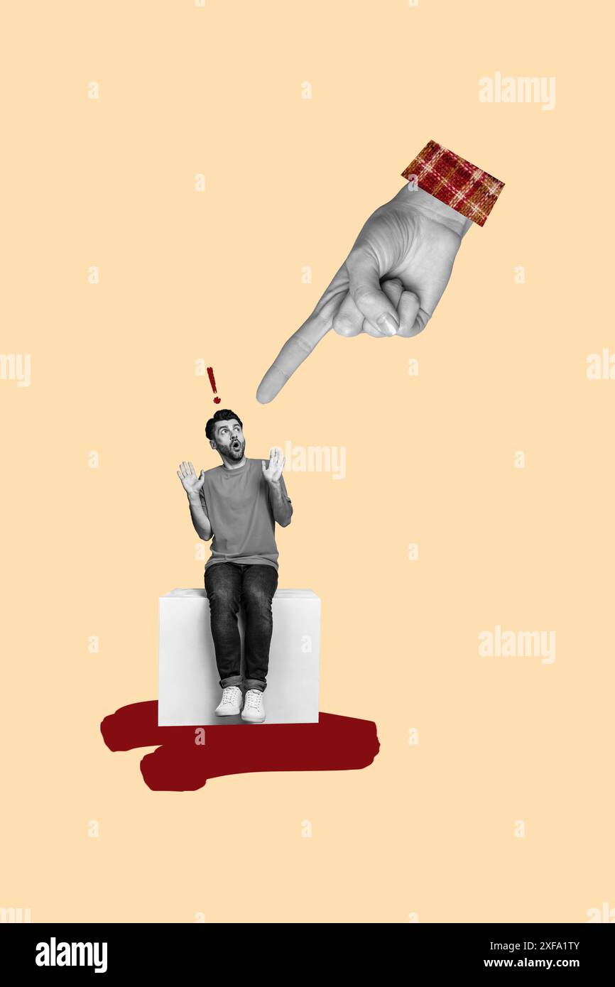 Trend artwork 3D sketch image photo collage of manipulate young man ...