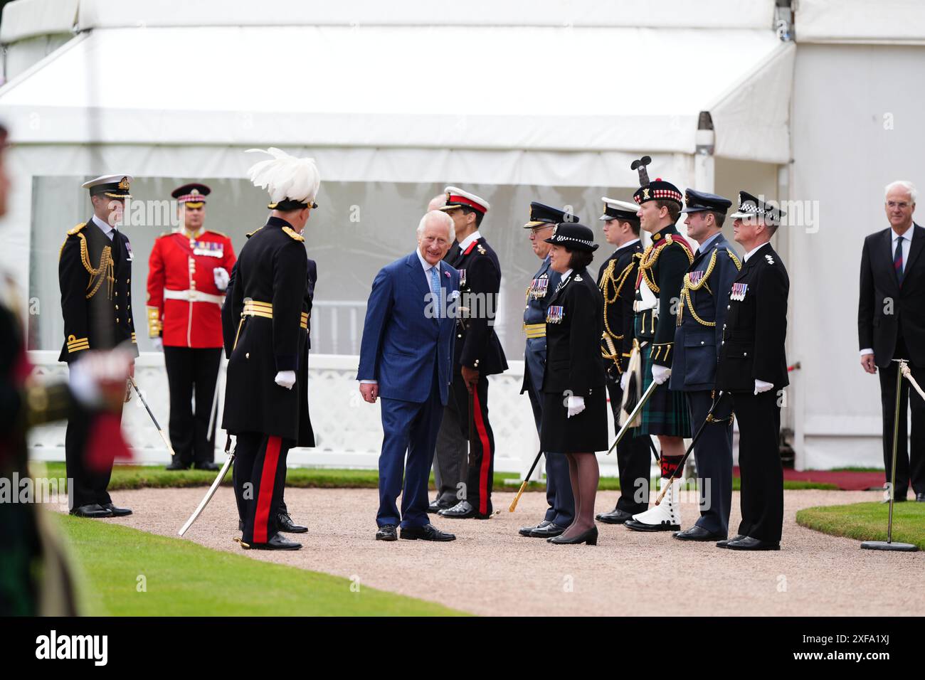 King Charles III speaks with Chief Constable for Police Scotland, Jo ...