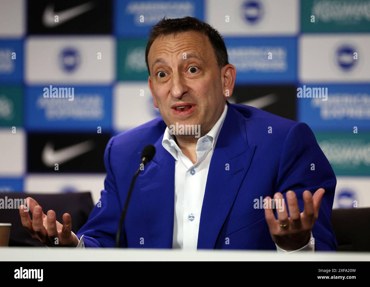 Brighton and Hove Albion owner Tony Bloom during a press conference at ...