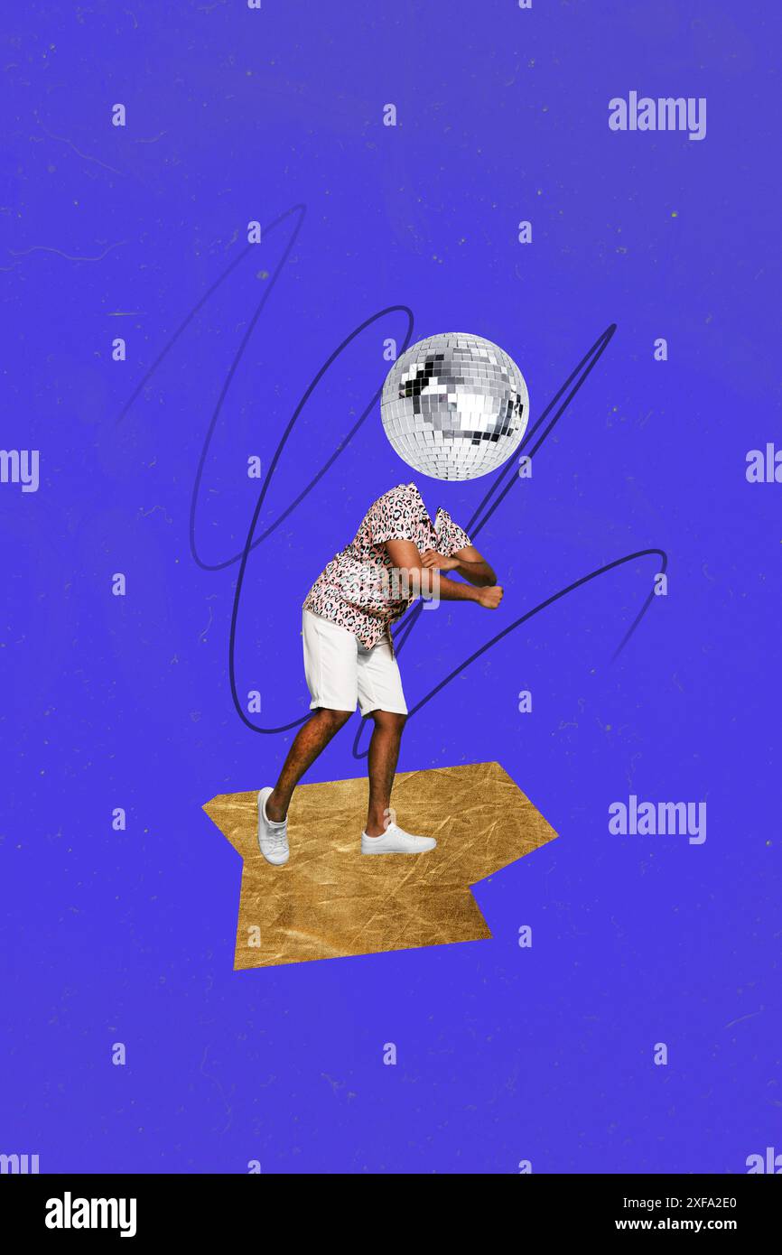 Composite trend artwork 3D sketch image collage of carefree party ...