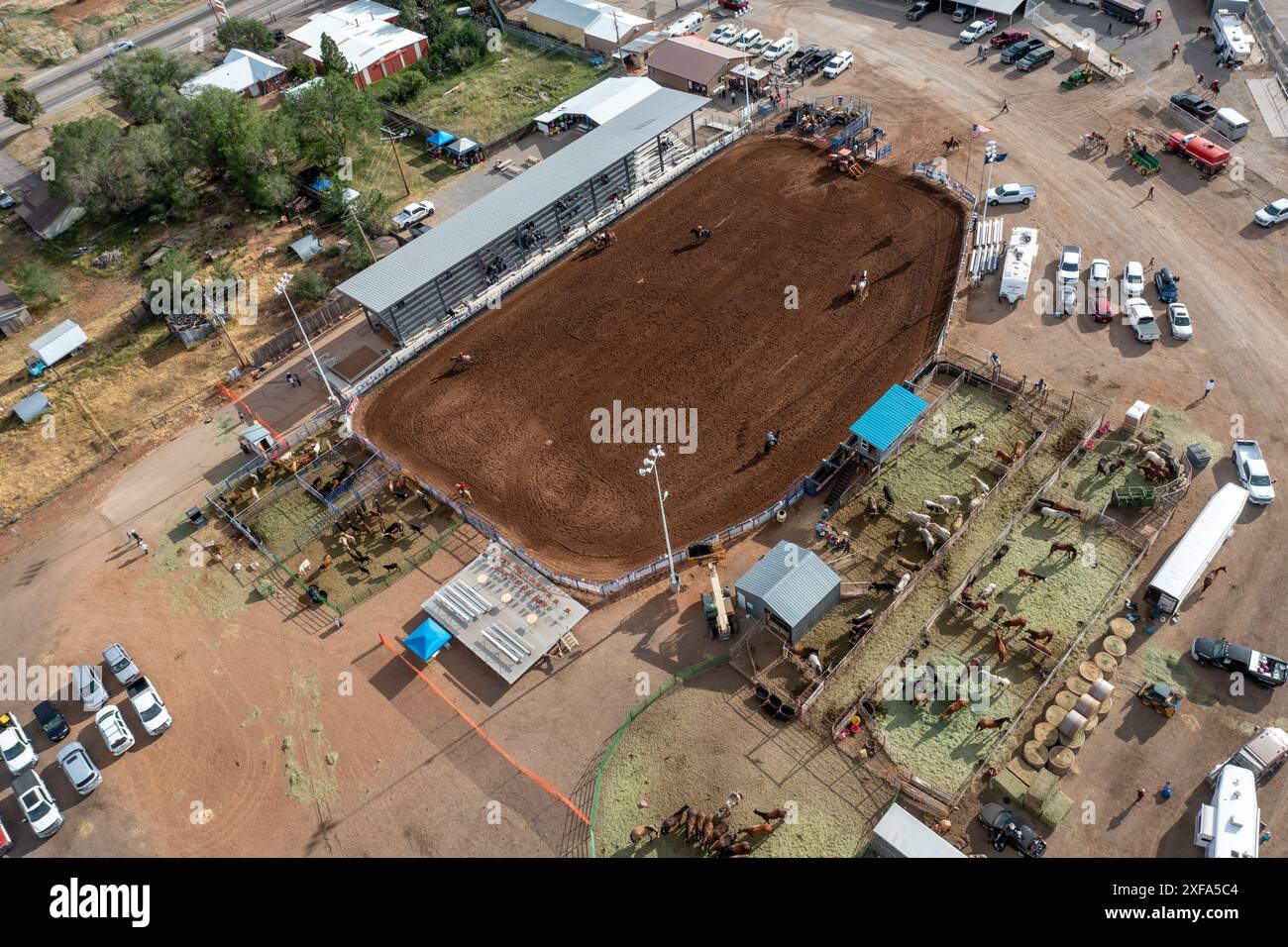 Aerial view of the San Juan County Rodeo Arena in Monticello, Utah ...
