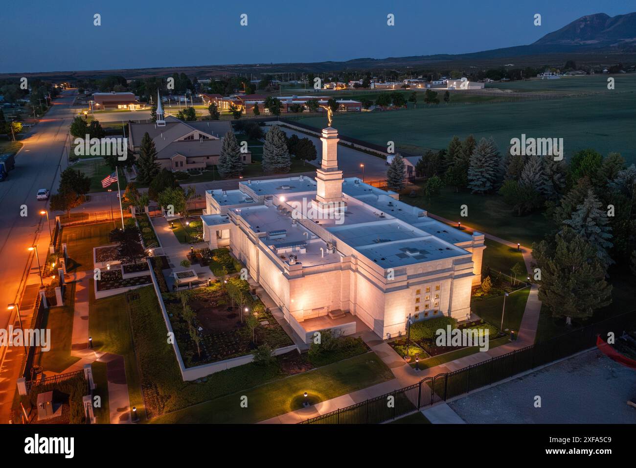 Aerial view of the Monticello Utah Temple of The Church of Jesus Christ ...