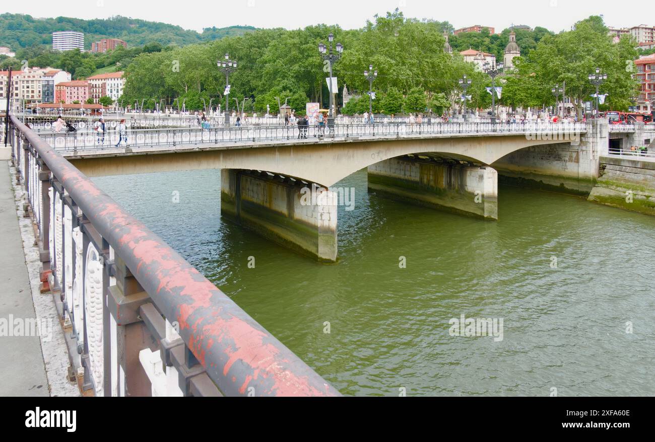 Reinforced concrete Arenal Bridge over the River Nervion built in 1938 ...