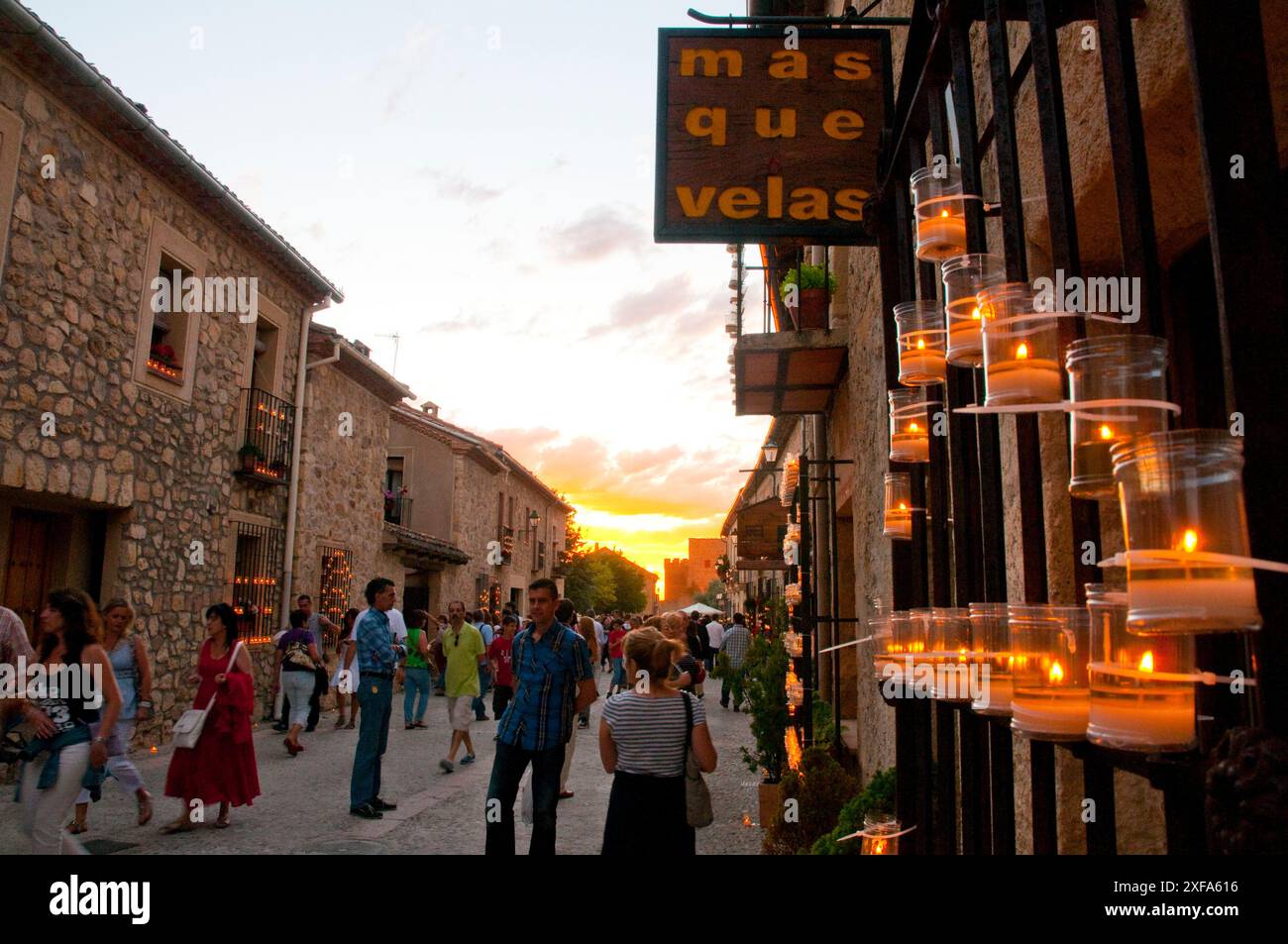 Mayor street before Concierto de las Velas. Pedraza, Segovia province ...