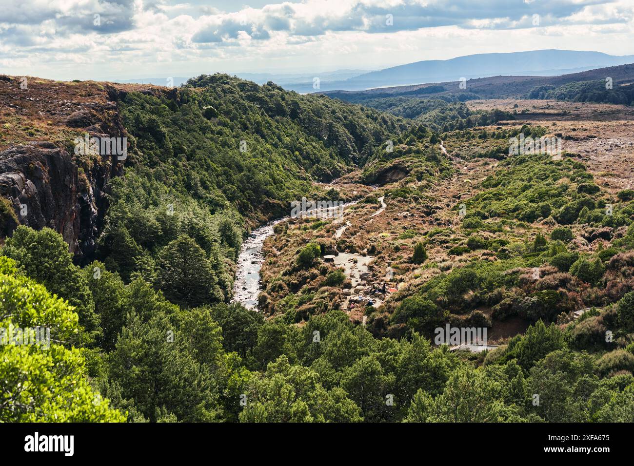 Scenery of tropical rainforest with river flowing in sunny day at Tama ...