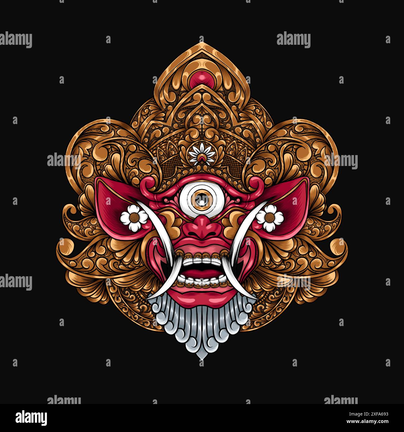 Illustration of a traditional Balinese barong mask Stock Vector Image ...